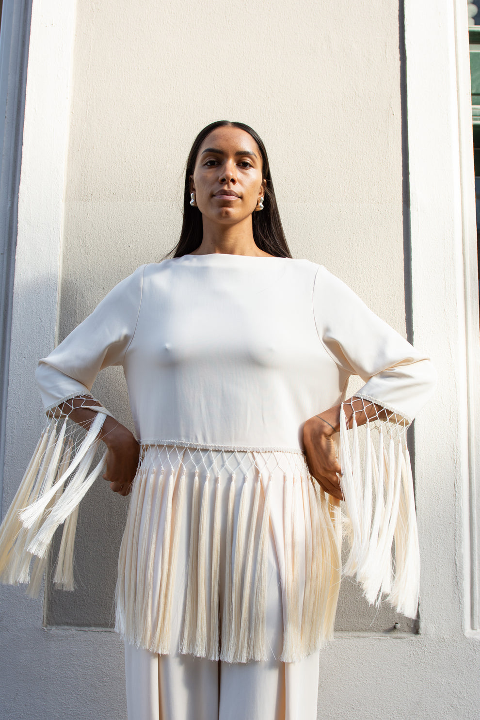 MR. LARKIN, Tara Fringe Top, Sheer Pink – Mr. Larkin